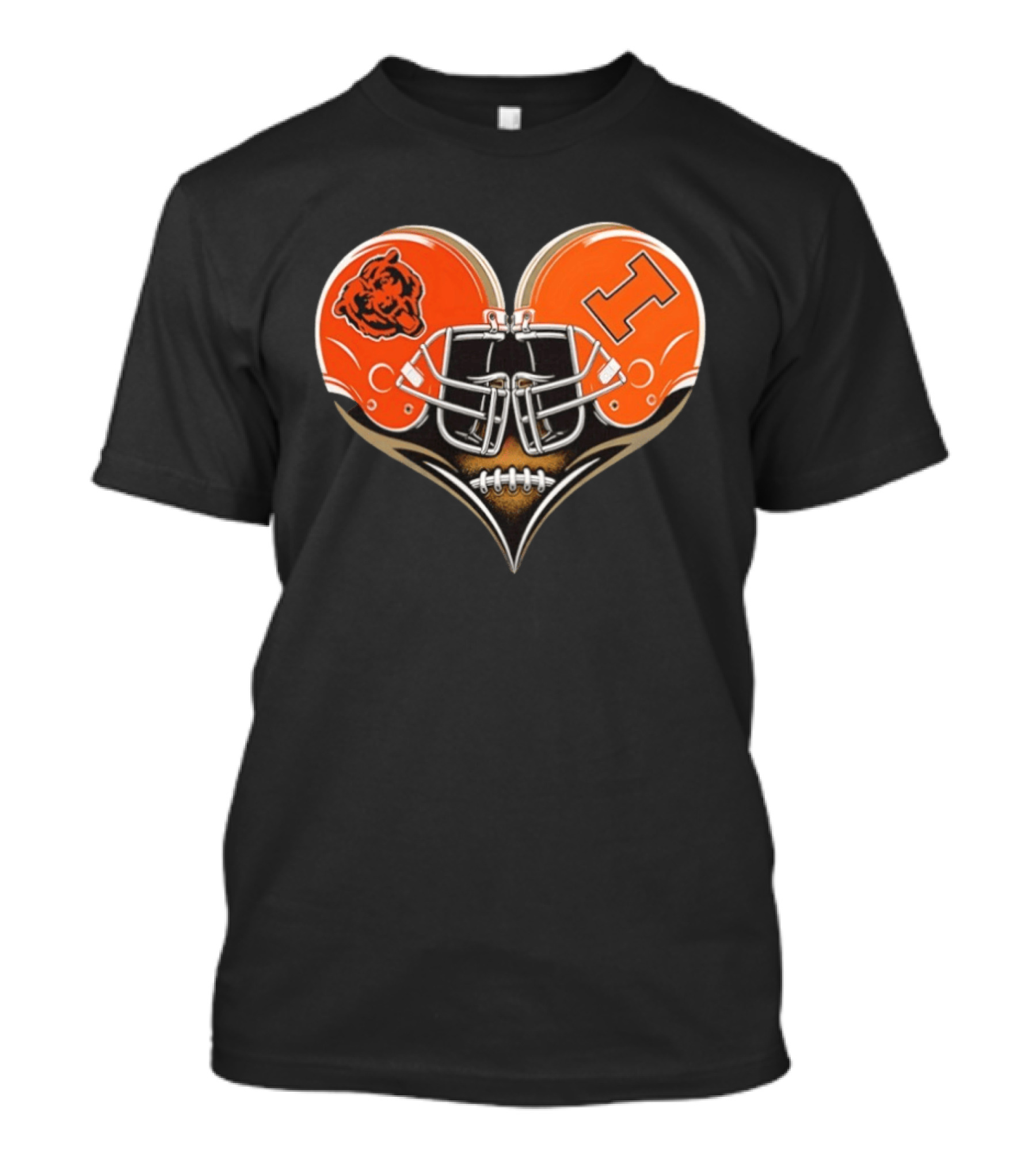 Chicago Bears And Illinois Fighting Illini Helmet Heart T-Shirt