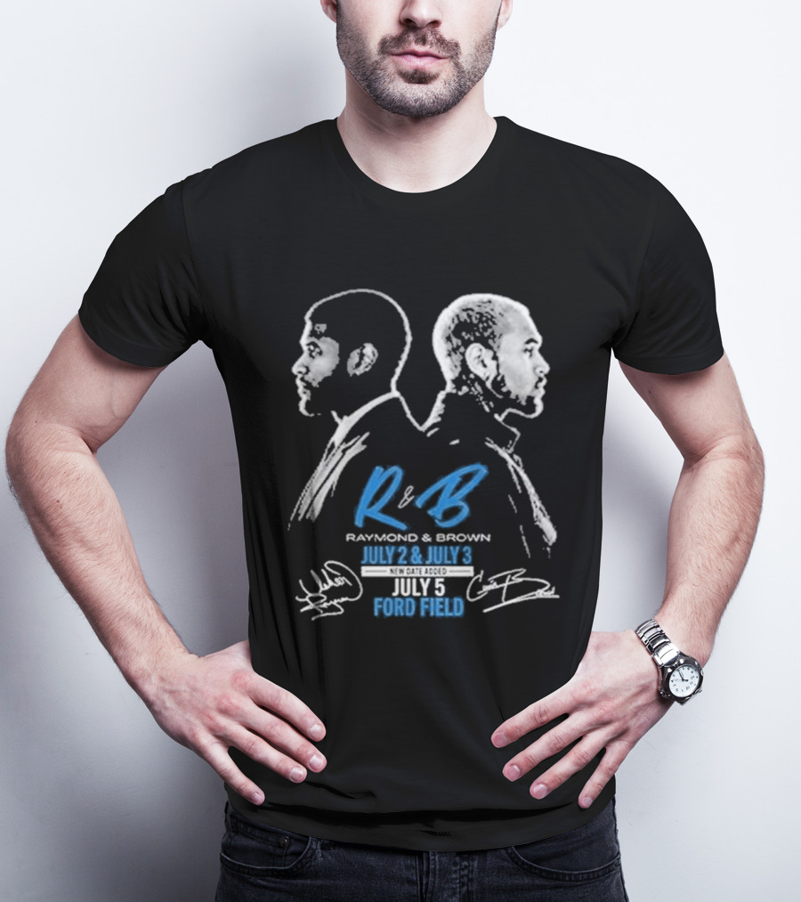 Detroit Lions Usher Raymond & Chris Brown 2026 The R&B Tour T-Shirt
