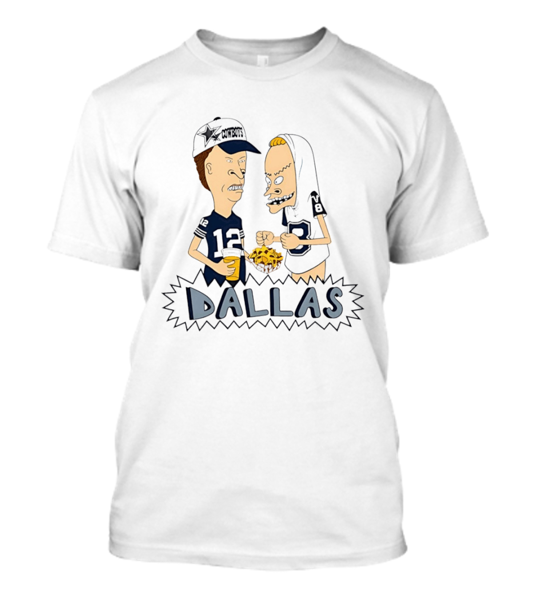 Beavis And Butt Head Dallas Cowboys Football Fans Nachos Eating Fun T-Shirt