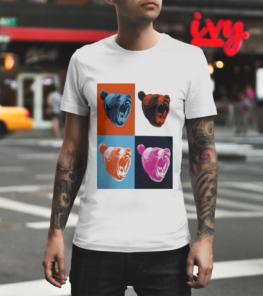 Chicago Bears 2026 Draft Party Pop Art Bear Heads Color Variations T-Shirt