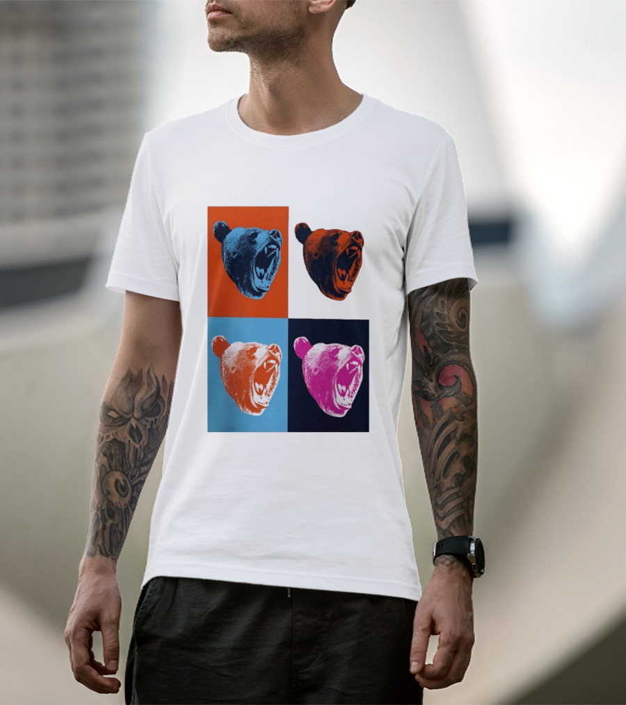 Chicago Bears 2026 Draft Party Pop Art Bear Heads Color Variations T-Shirt