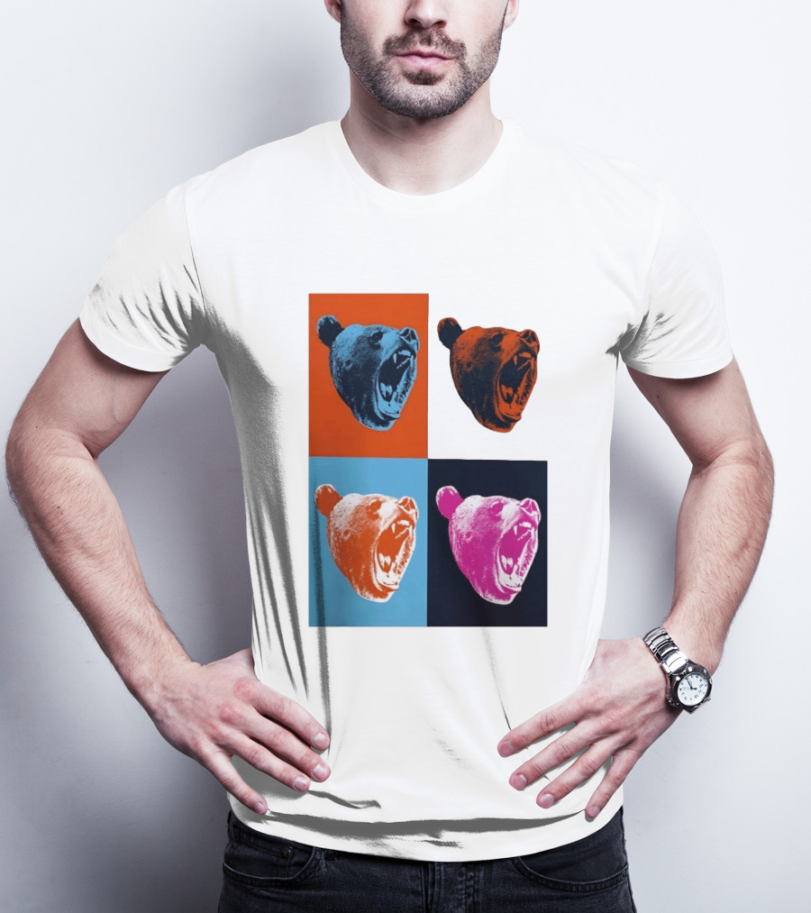 Chicago Bears 2026 Draft Party Pop Art Bear Heads Color Variations T-Shirt