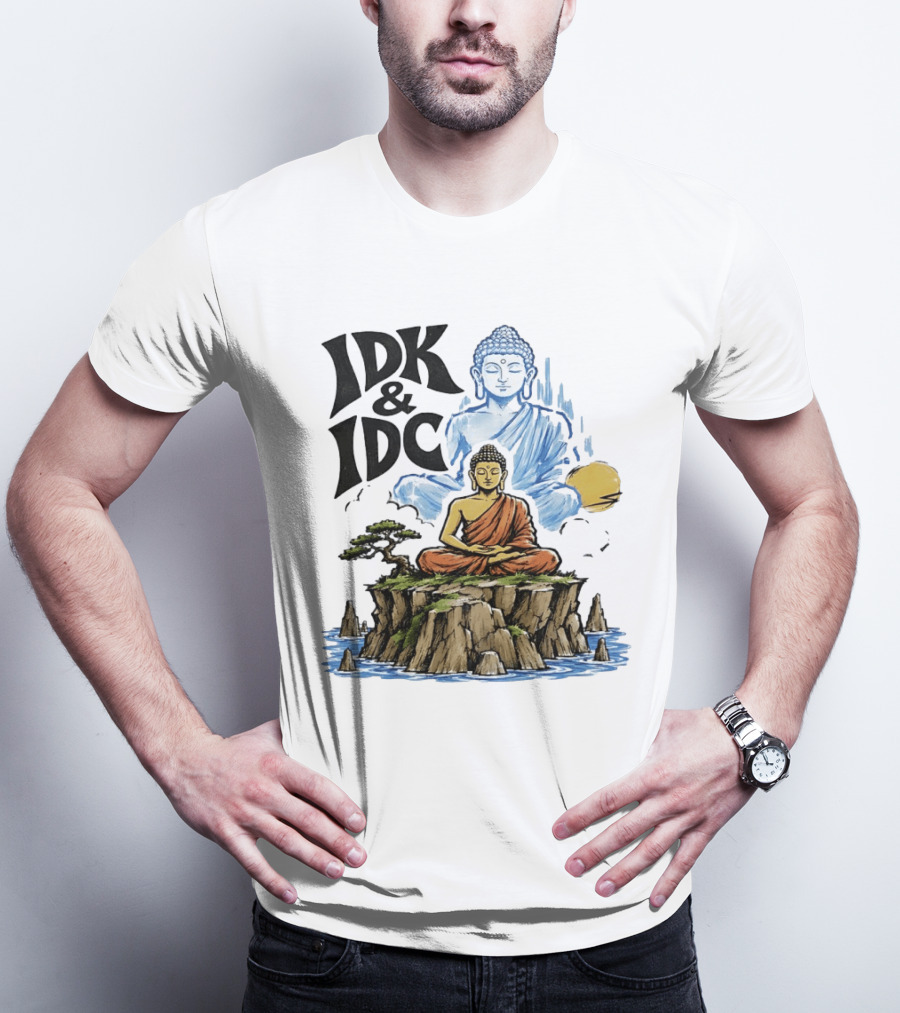 IDK IDC Buddha Meditating On Island With Zen Vibes And Spiritual Calm T-Shirt
