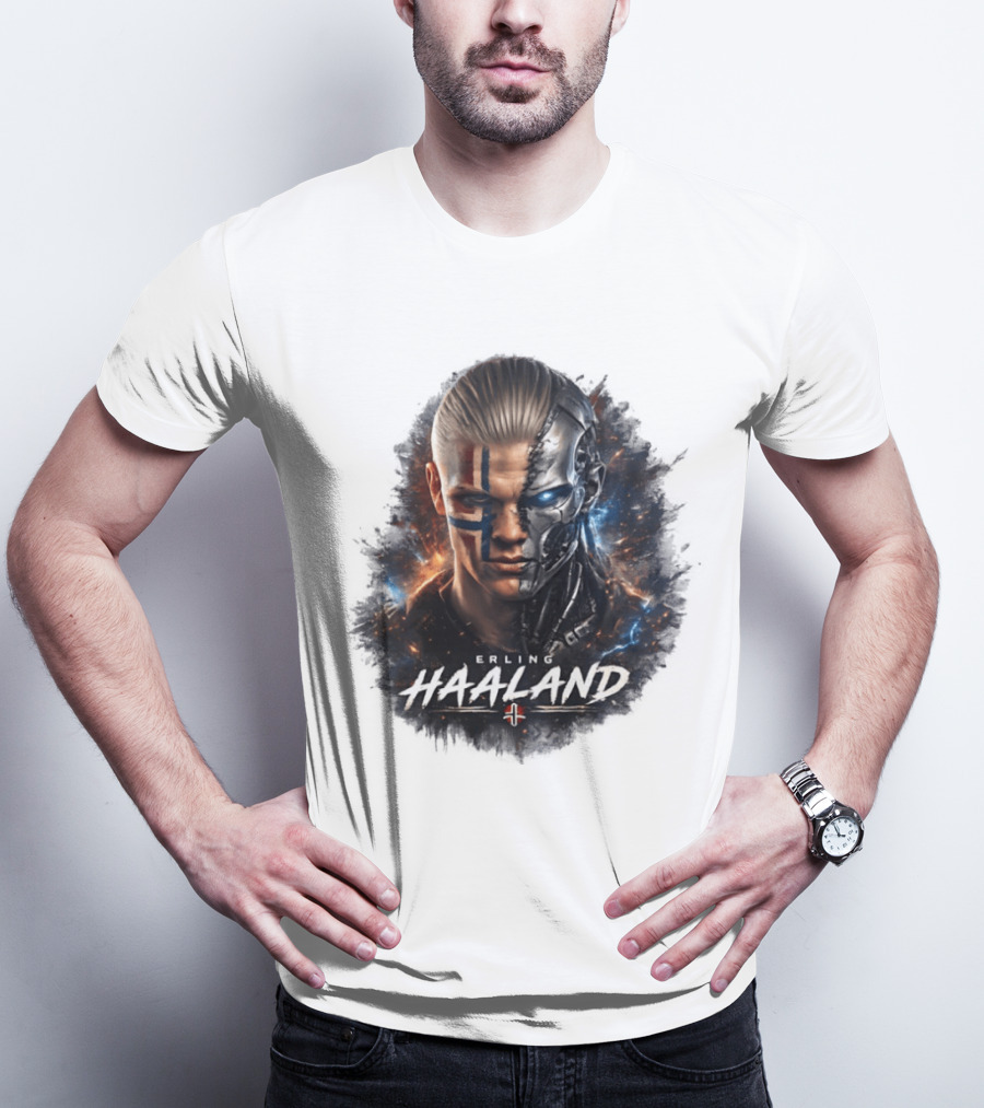 Erling Haaland Cyborg Manchester City Nordic Warrior T-Shirt
