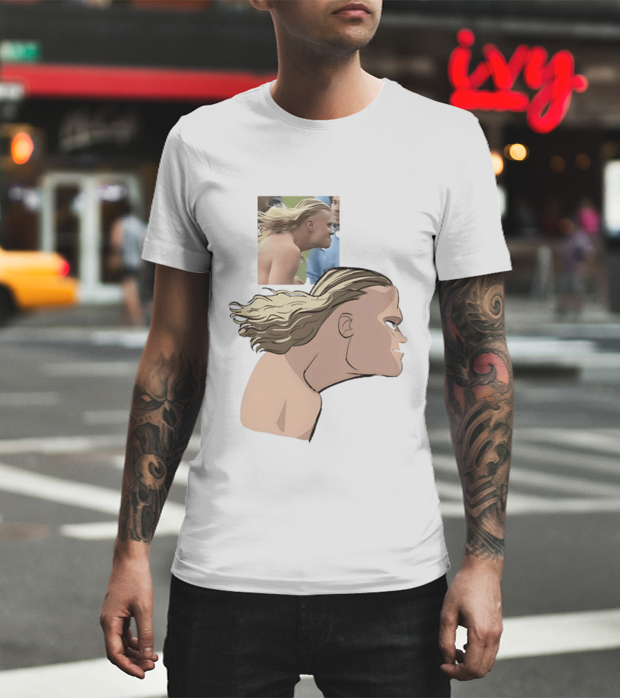 Erling Haaland Long Hair Meme Jawline Football Flowing Hairstyle T-Shirt
