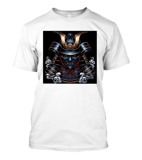 Samurai Warrior Mask Helmet With Traditional Armor And Red Accents T-Shirt