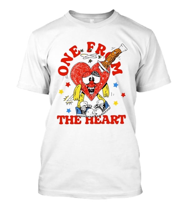 One From The Heart Love Cartoon Heart With Knife And Colorful Stars T-Shirt