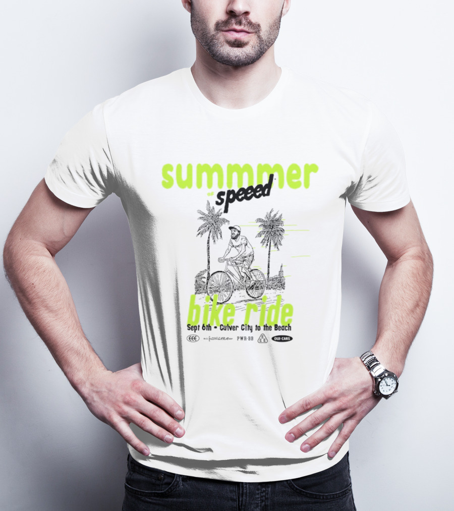 Summer Of Speed Bike Ride Sept 6th Culver City To The Beach Palm Trees T-Shirt