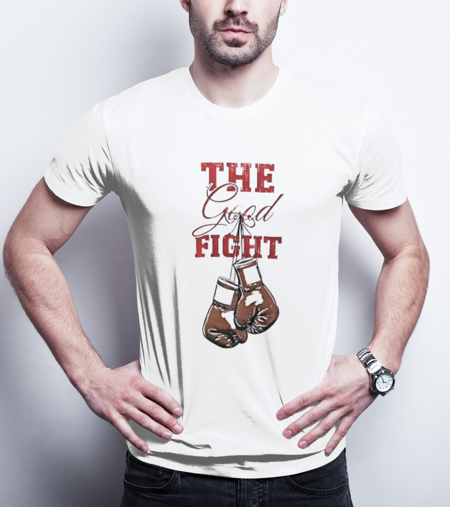 The Good Fight Hanging Boxing Gloves Motivation T-Shirt