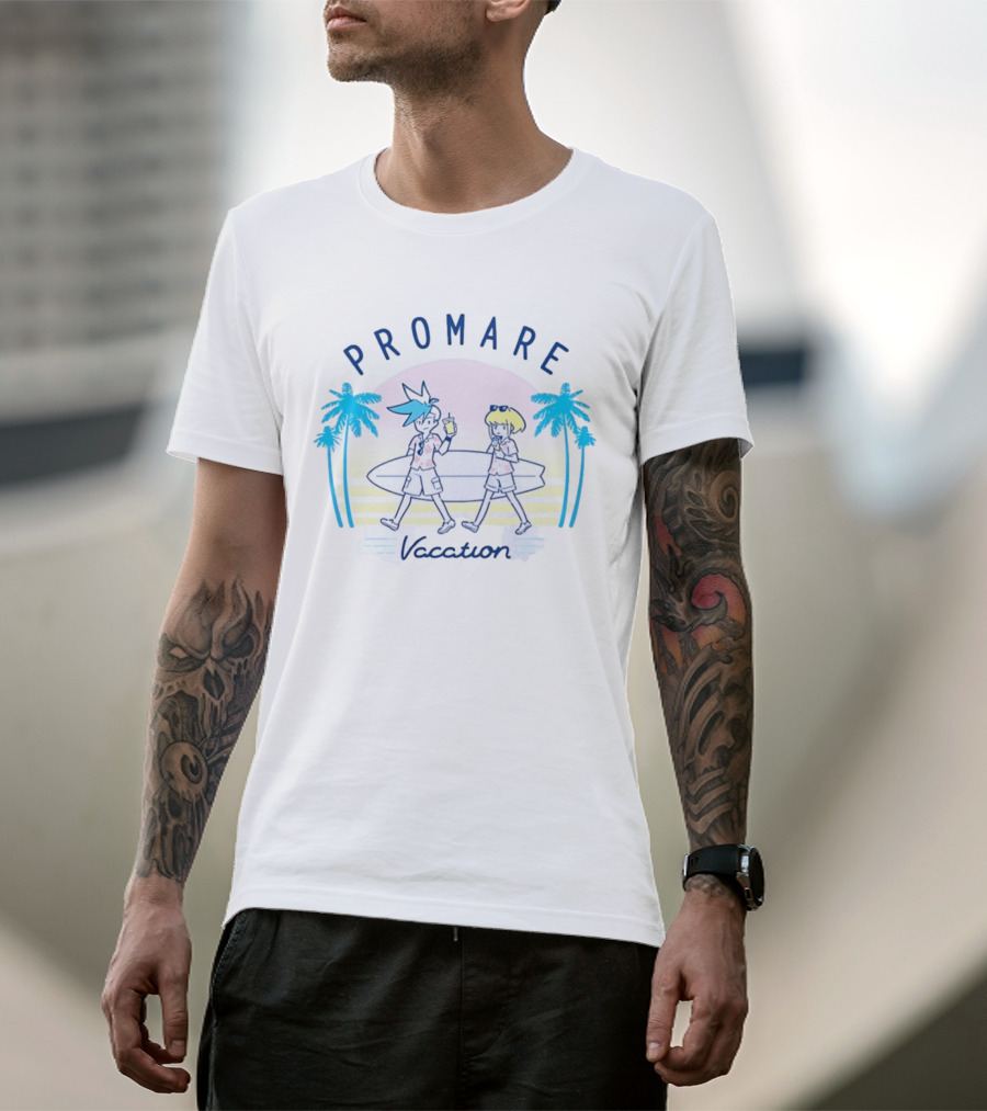 Promare Vacation Galo Thymos Lio Fotia Anime Beach Scene T-Shirt