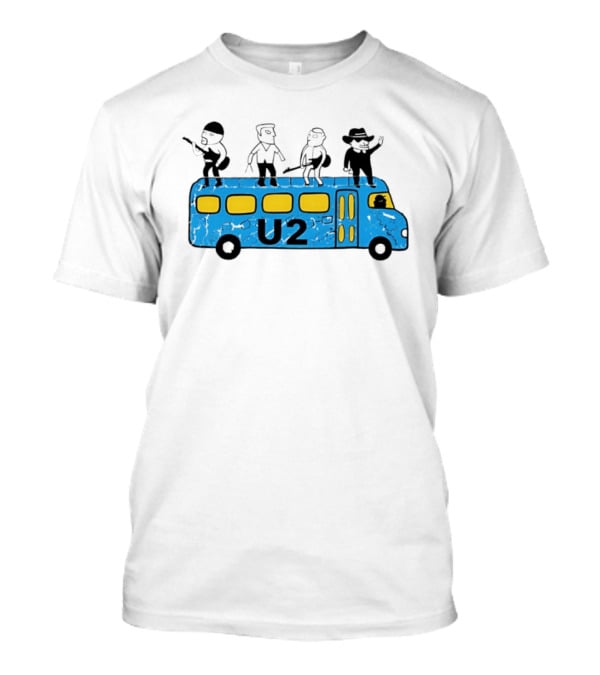 U2 Band Cartoon Bus Music Group On Tour T-Shirt