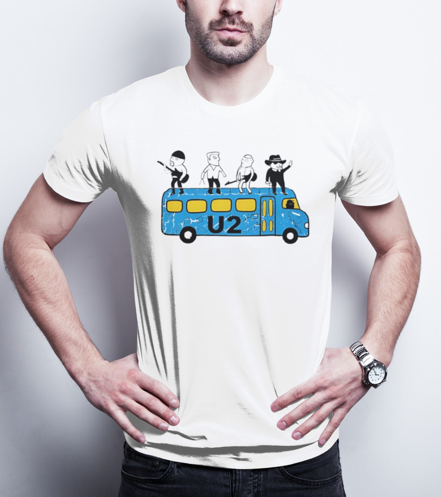 U2 Band Cartoon Bus Music Group On Tour T-Shirt