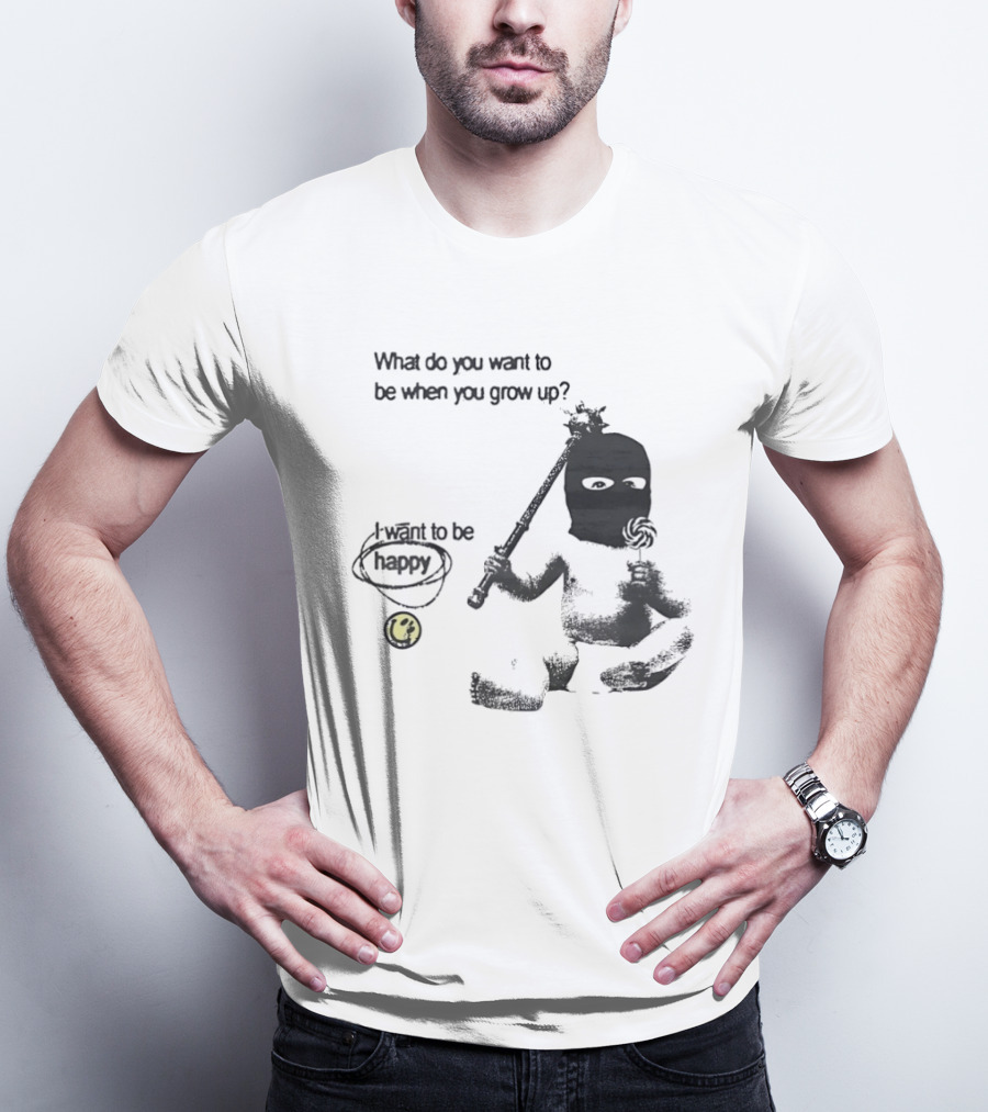 What Do You Want To Be When You Grow Up I Want To Be Happy Baby Ninja With Lollipop T-Shirt