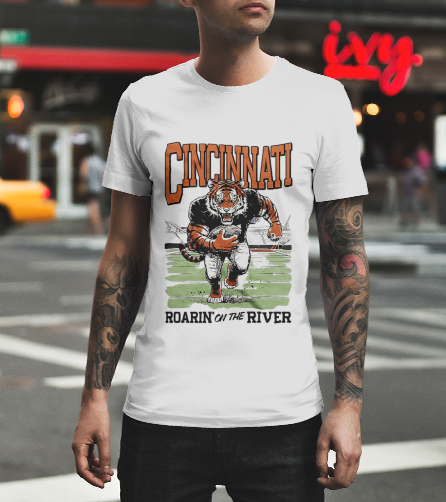 Cincinnati Roarin On The River Tiger Football Tiger T-Shirt