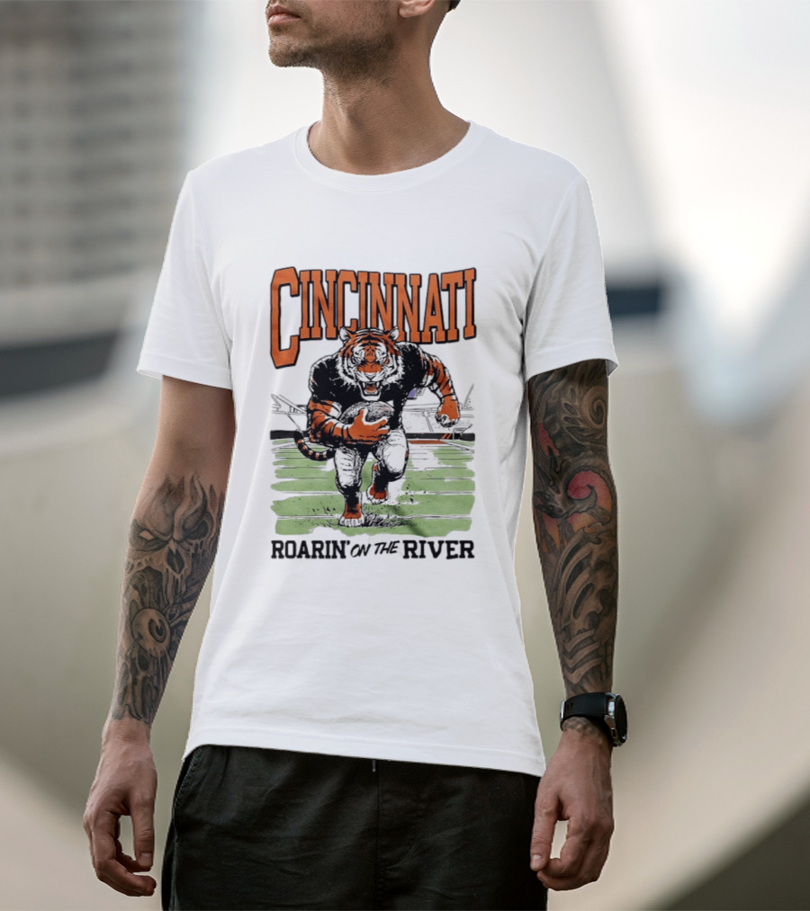 Cincinnati Roarin On The River Tiger Football Tiger T-Shirt