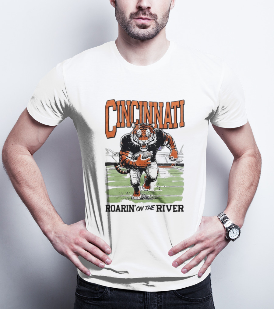 Cincinnati Roarin On The River Tiger Football Tiger T-Shirt