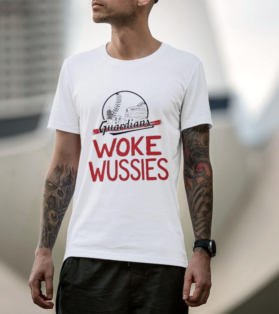Cleveland Guardians Woke Wussies Baseball City Skyline T-Shirt