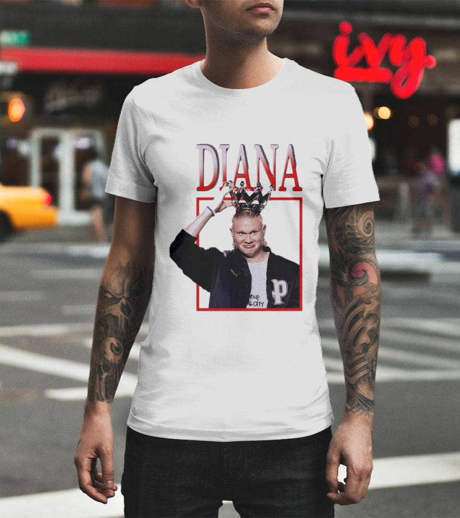 Erling Haaland Diana The People's Princess P Letter Jacket Crown T-Shirt