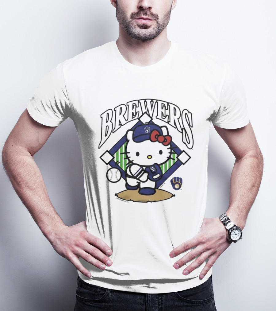 Hello Kitty Milwaukee Brewers Baseball Collaboration T-Shirt
