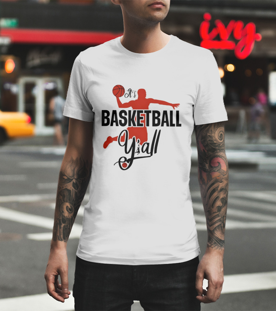 Basketball Y'all Dunking Silhouette And Ball In Red T-Shirt