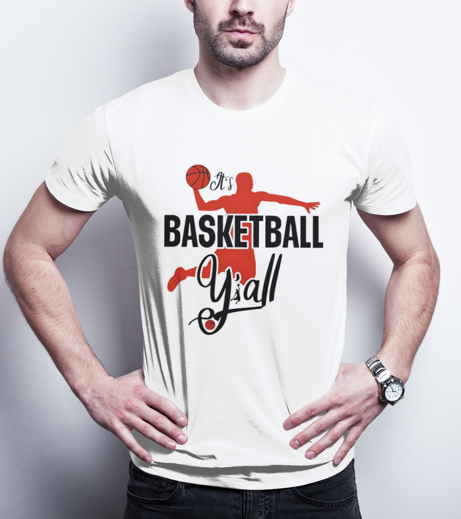Basketball Y'all Dunking Silhouette And Ball In Red T-Shirt