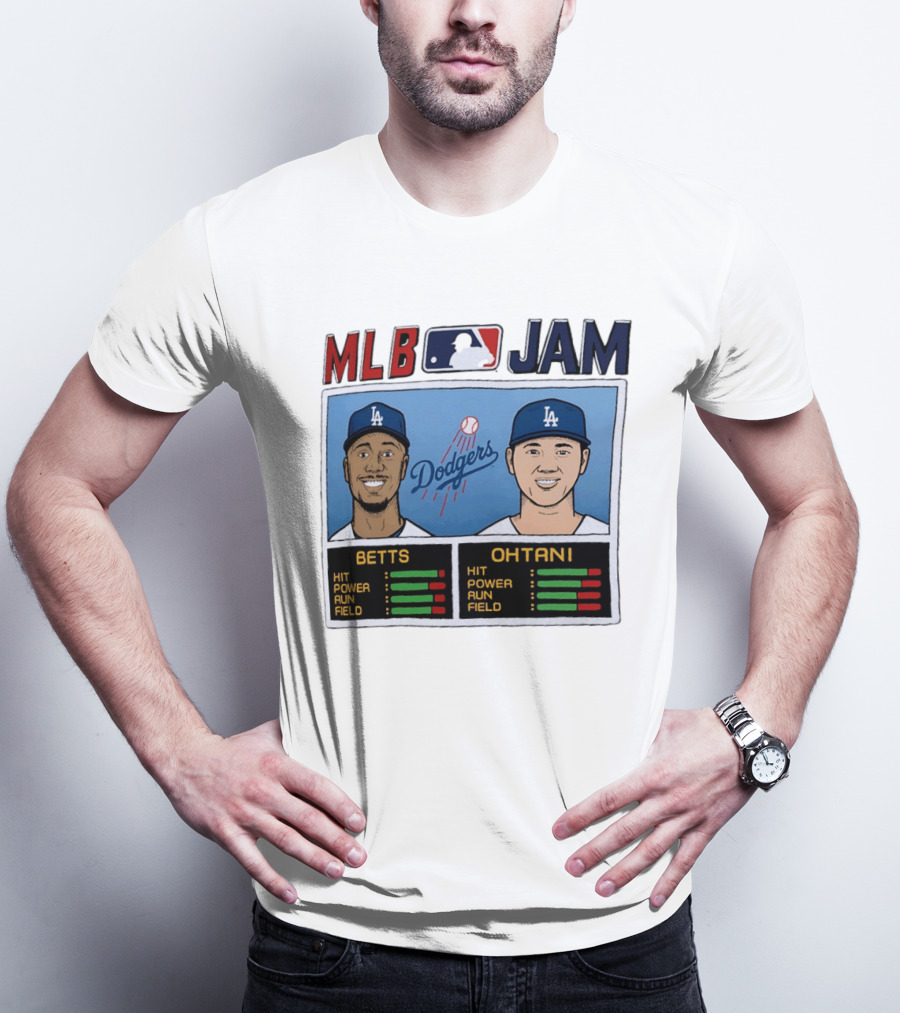 MLB Jam Mookie Betts Shohei Ohtani Dodgers Hit Power Run Field T-Shirt