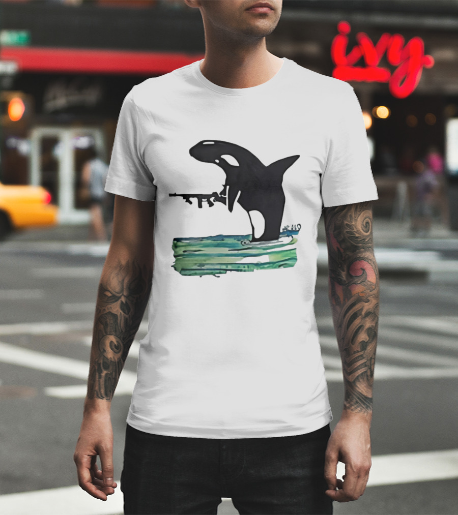 Orca Whale Holding A Machine Gun T-Shirt