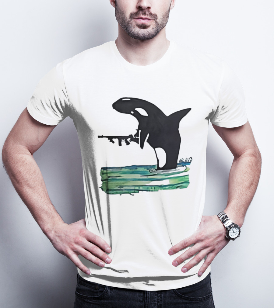 Orca Whale Holding A Machine Gun T-Shirt