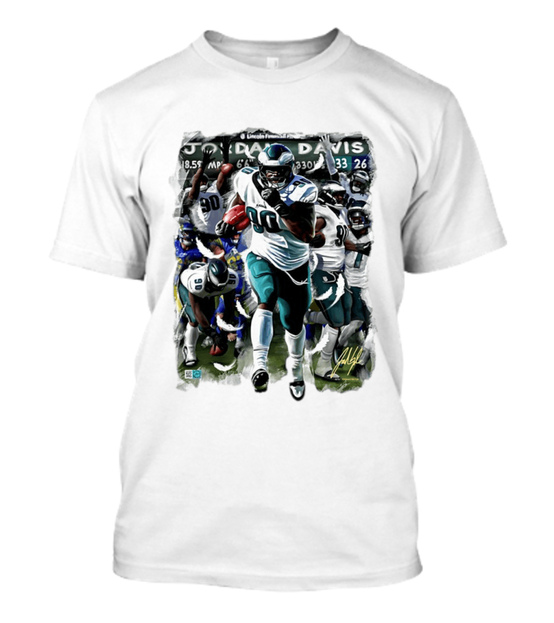 Philadelphia Eagles Jordan Davis THICC SIX 90 Lincoln Financial Field T-Shirt