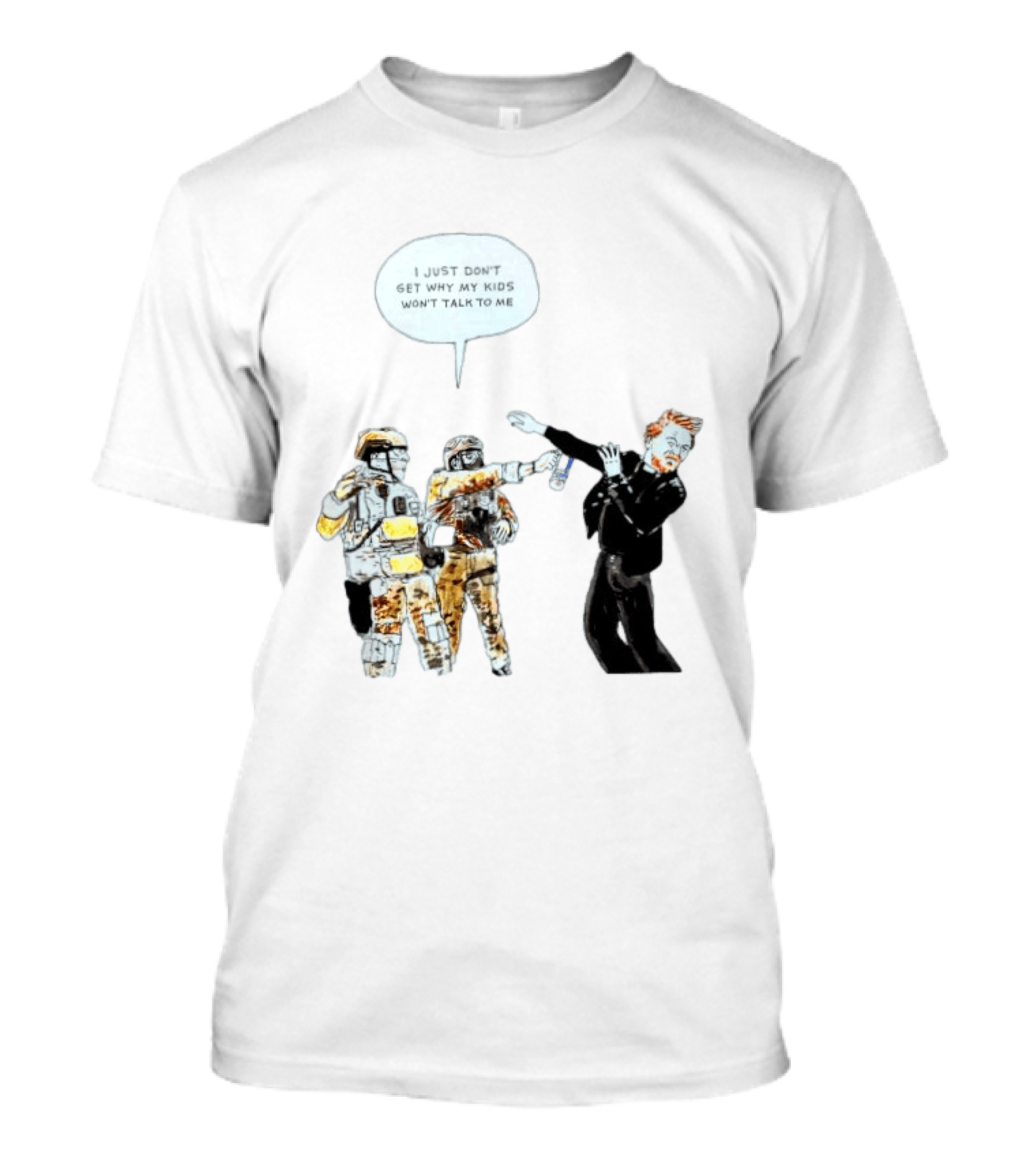 Priest With Soldiers And Kids Speech Bubble T-Shirt