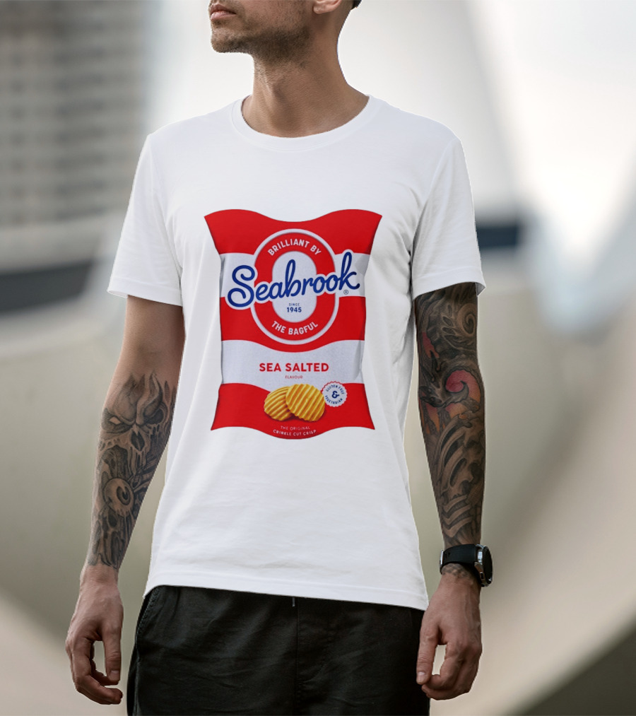 Seabrook Brilliant By The Bagful Sea Salted Flavour Since 1945 Crinkle Cut Crisps Gluten Free Vegetarian T-Shirt
