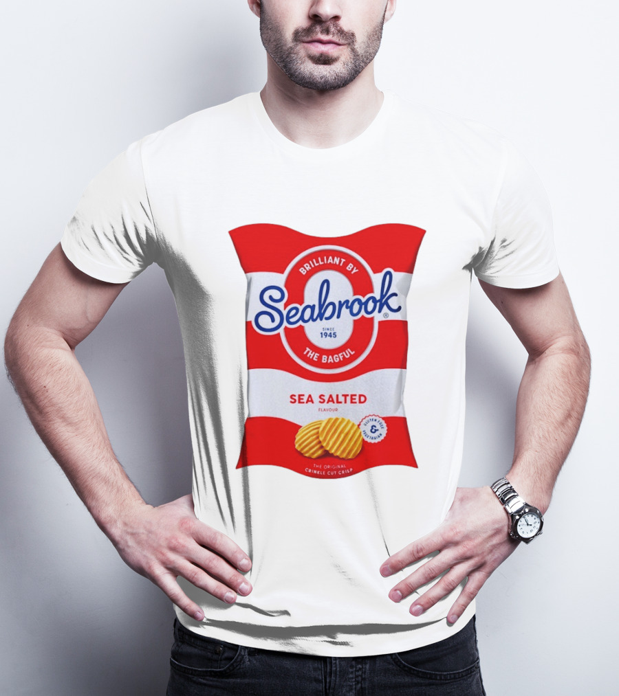 Seabrook Brilliant By The Bagful Sea Salted Flavour Since 1945 Crinkle Cut Crisps Gluten Free Vegetarian T-Shirt