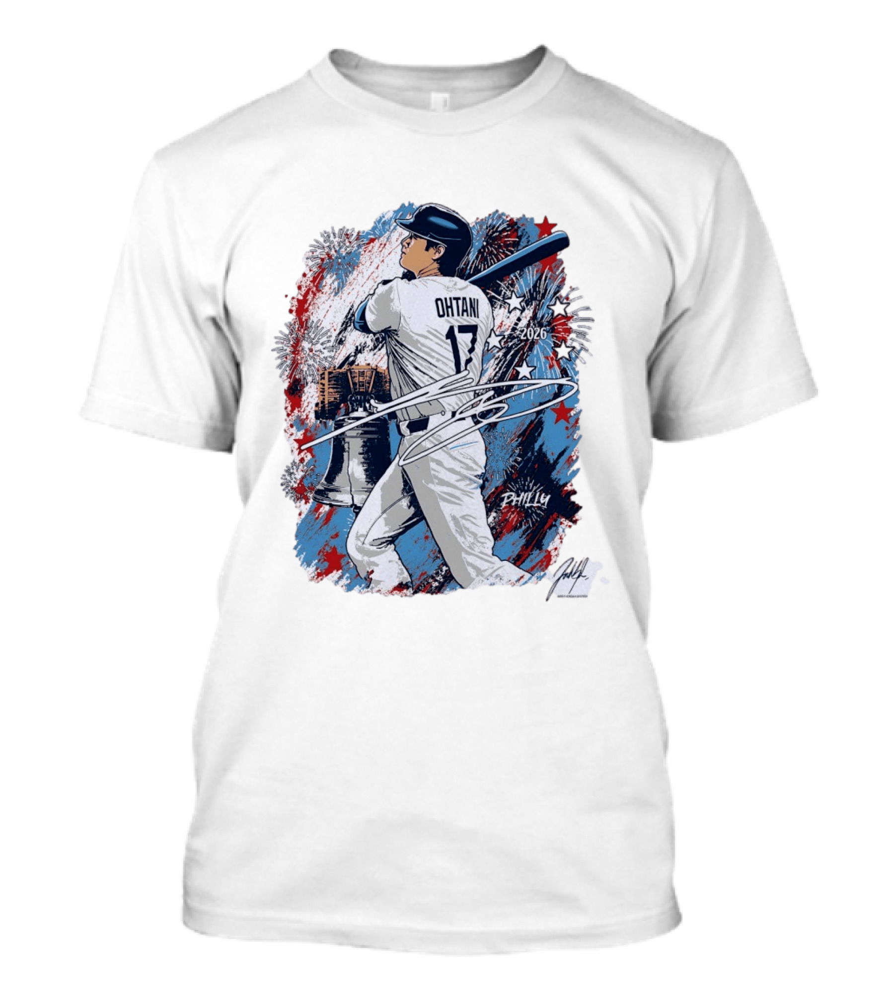Shohei Ohtani 2026 Philly Liberty Bell Baseball Fireworks T-Shirt