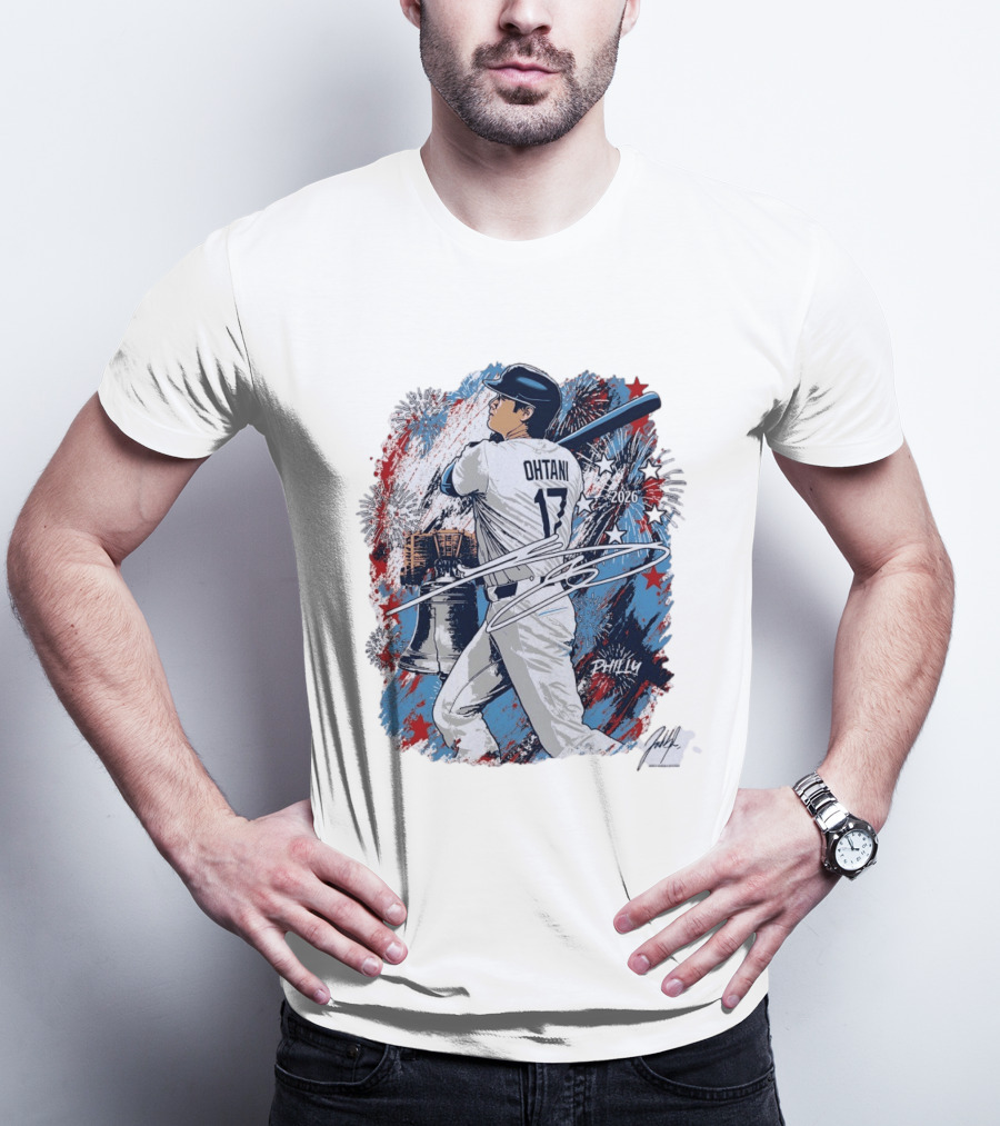 Shohei Ohtani 2026 Philly Liberty Bell Baseball Fireworks T-Shirt