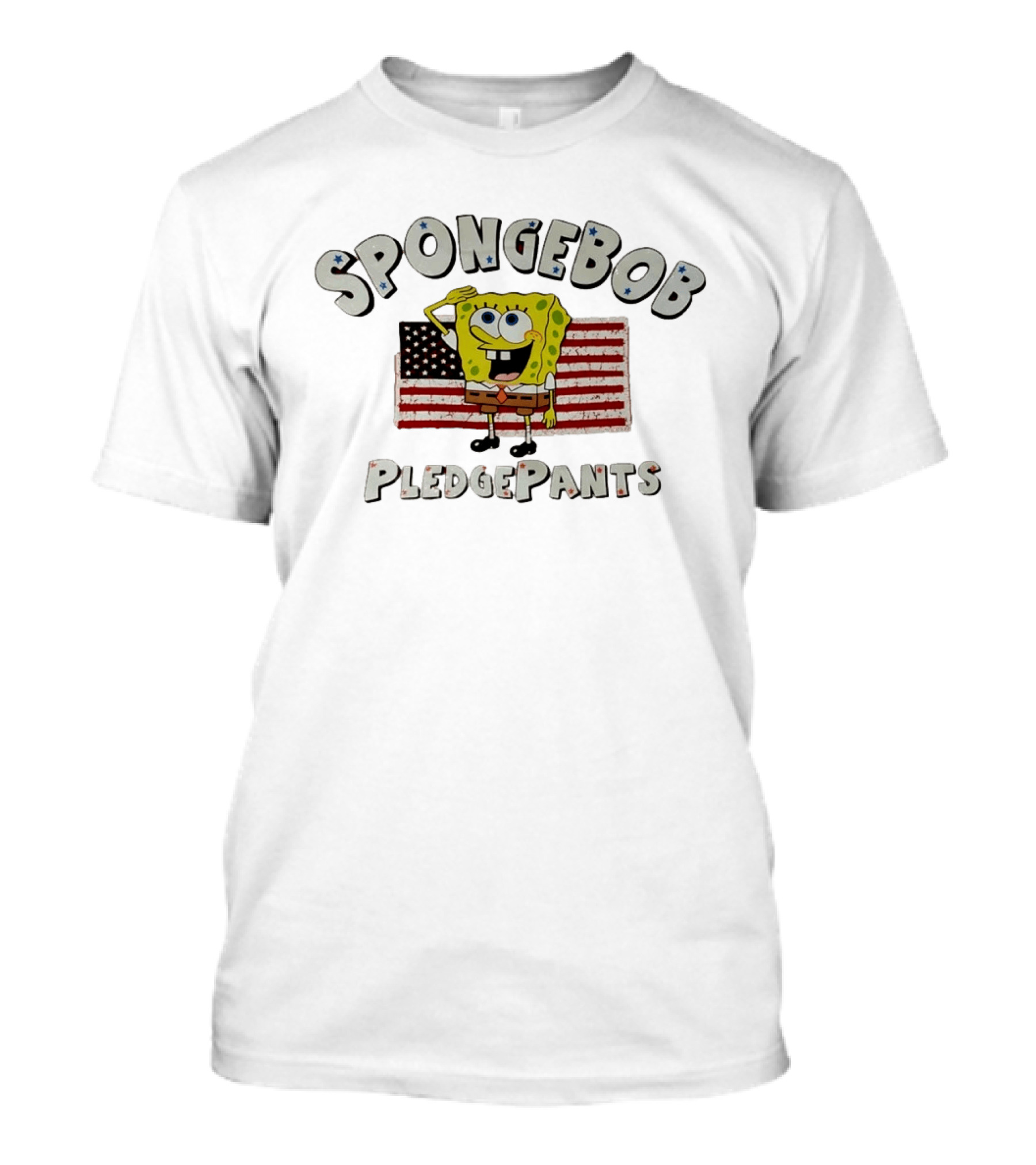 Spongebob Pledgepants American Flag Salute T-Shirt