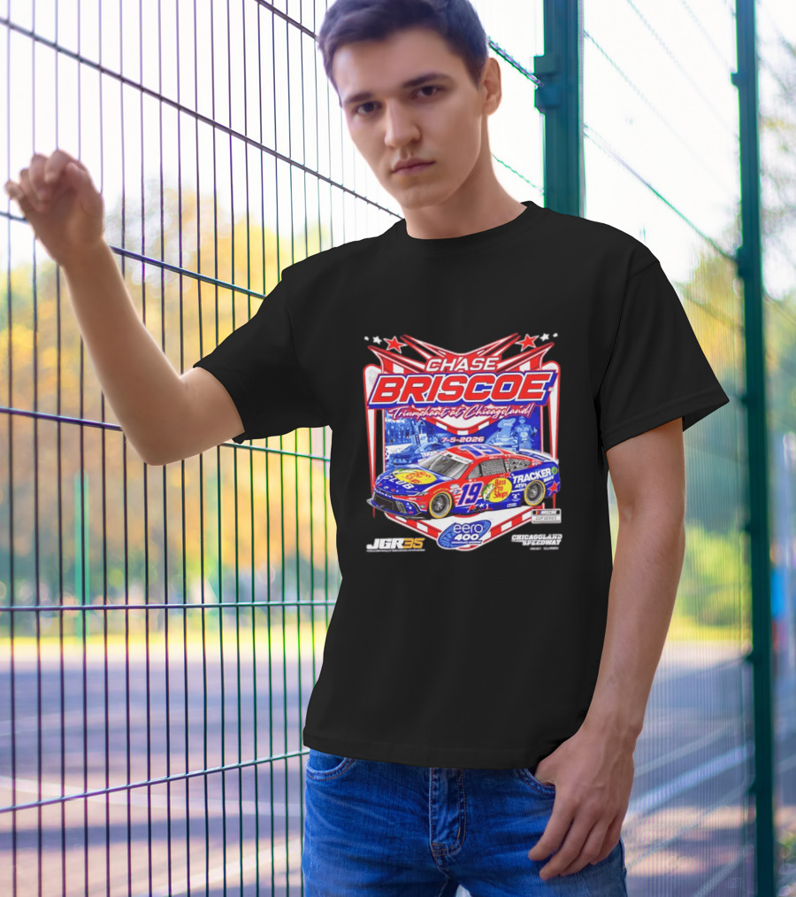 Chase Briscoe Triumph At Chicagoland July 5 2026 Eero 400 Cup Series Race Winner Bass Pro Shops 19 Tracker Boats Chicagoland Speedway T-Shirt