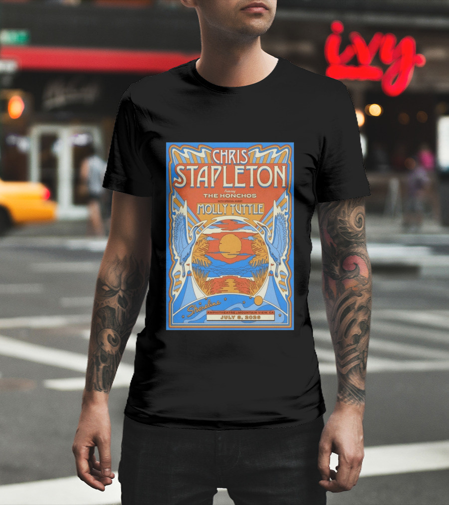 Chris Stapleton Featuring The Honchos Molly Tuttle Shoreline Amphitheatre Mountain View CA July 8 2026 T-Shirt