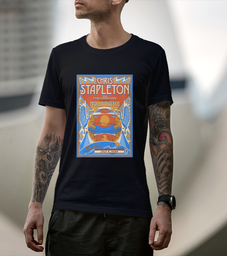 Chris Stapleton Featuring The Honchos Molly Tuttle Shoreline Amphitheatre Mountain View CA July 8 2026 T-Shirt
