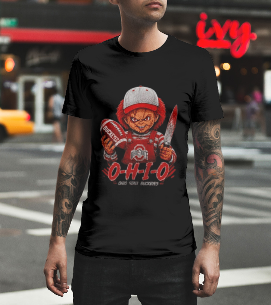 Chucky Doll Ohio State Buckeyes O H I O Football Horror T-Shirt