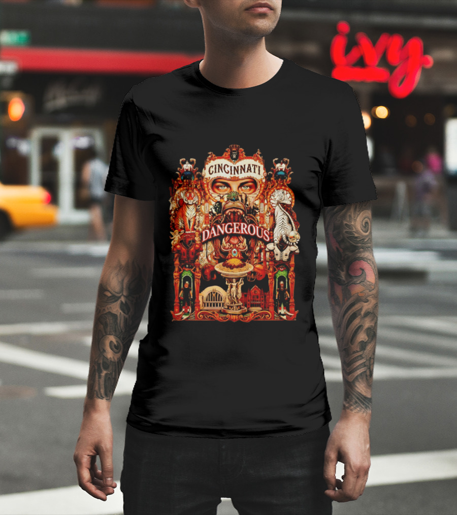 Cincinnati Dangerous Tigers Ornate Art Deco T-Shirt