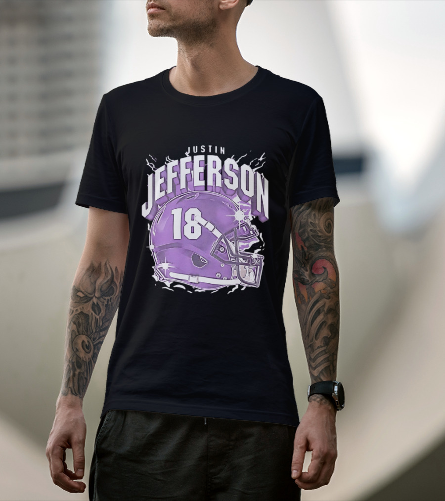 Justin Jefferson 18 Minnesota Vikings Helmet T-Shirt