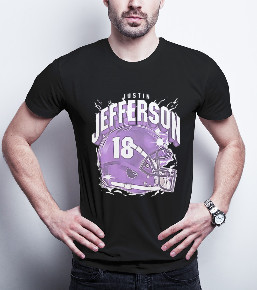 Justin Jefferson 18 Minnesota Vikings Helmet T-Shirt