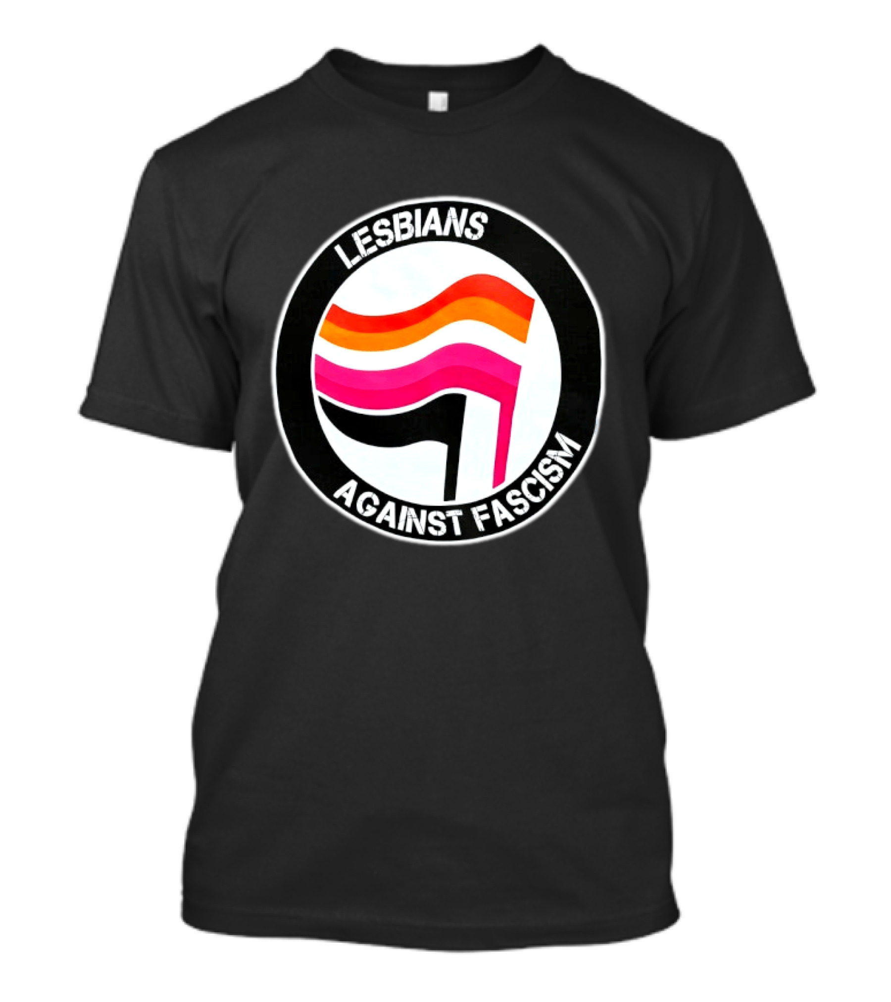 Lesbians Against Fascism Lesbian Flag Circle T-Shirt