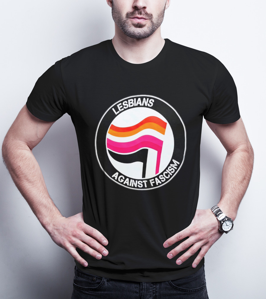 Lesbians Against Fascism Lesbian Flag Circle T-Shirt