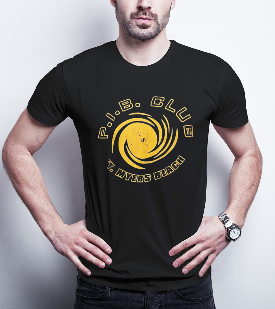 P.I.B. Club Ft Myers Beach Distressed Vintage Style Spiral T-Shirt