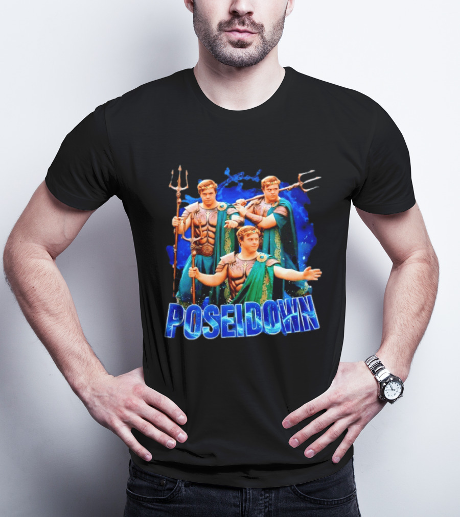 Poseidown Poseidon Down Syndrome Meme Greek God Trident T-Shirt