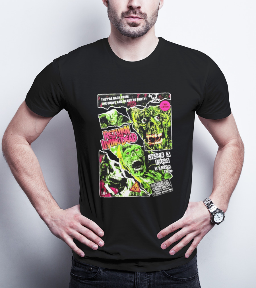 Return Of The Living Dead They're Back From The Grave Read To Party July 3 1984 Uneeda Medical Supply 18+ T-Shirt