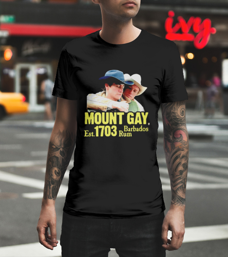 Mount Gay Est 1703 Barbados Rum Brokeback Mountain Cowboys T-Shirt
