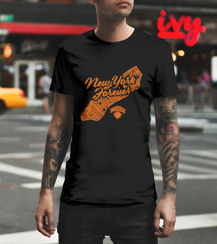New York Forever Knicks NBA Basketball Map T-Shirt