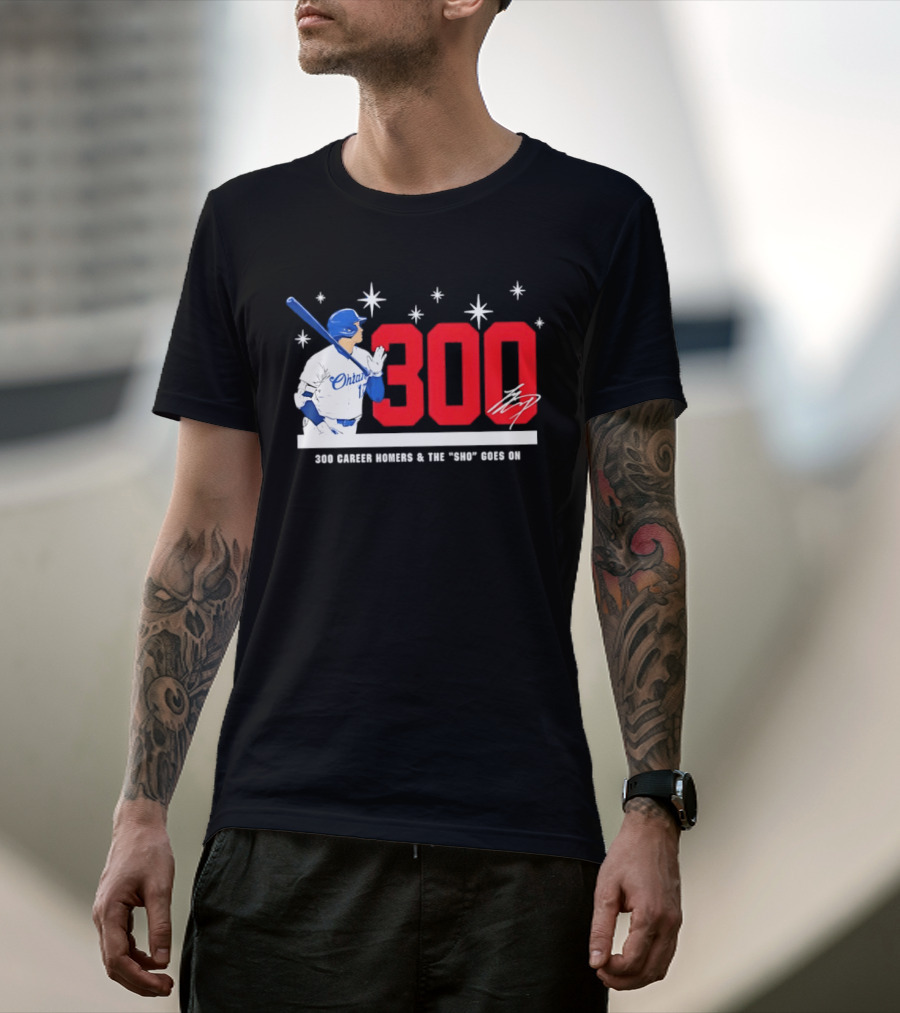 Shohei Ohtani 300 Homers The Sho Goes On Baseball T-Shirt